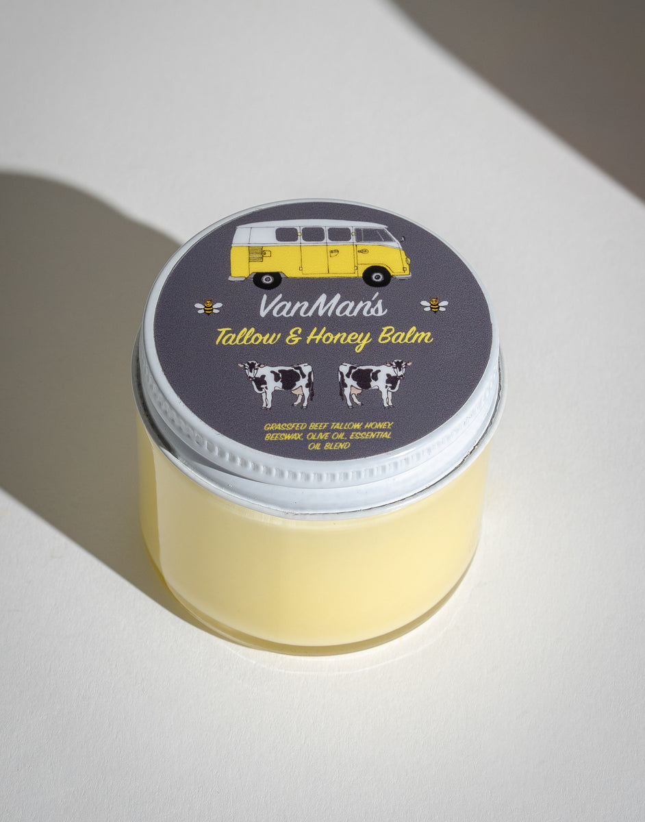 No Scent Added Honey & Grass Fed Beef Tallow Balm for Skin - VanMan