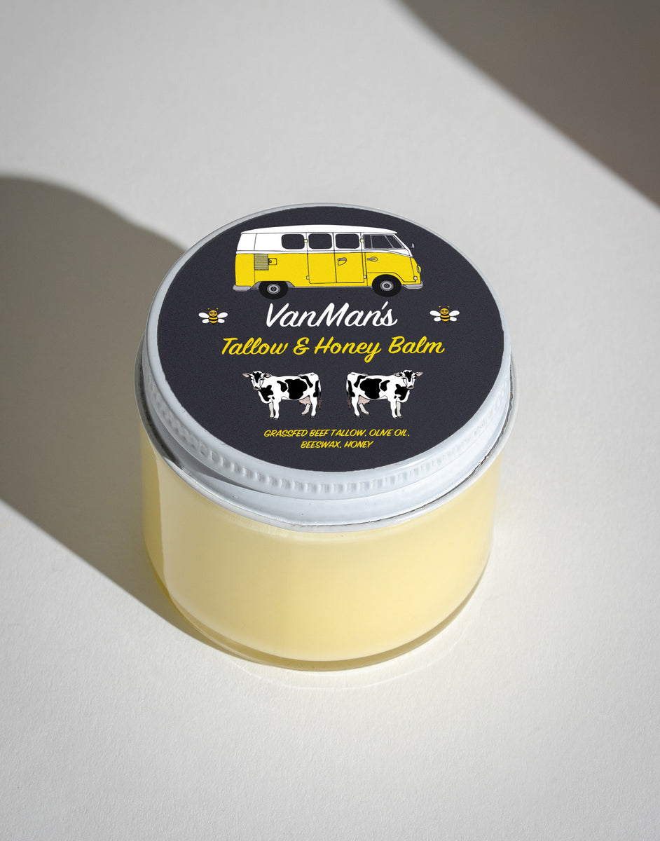 No Scent Added Honey & Grass Fed Beef Tallow Balm for Skin - VanMan